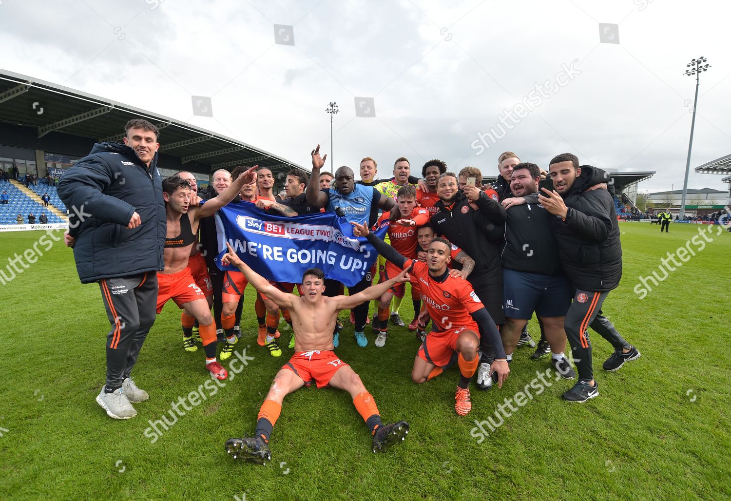 Wycombe Wanderers Players Celebrates Fulltime Editorial Stock Photo ...