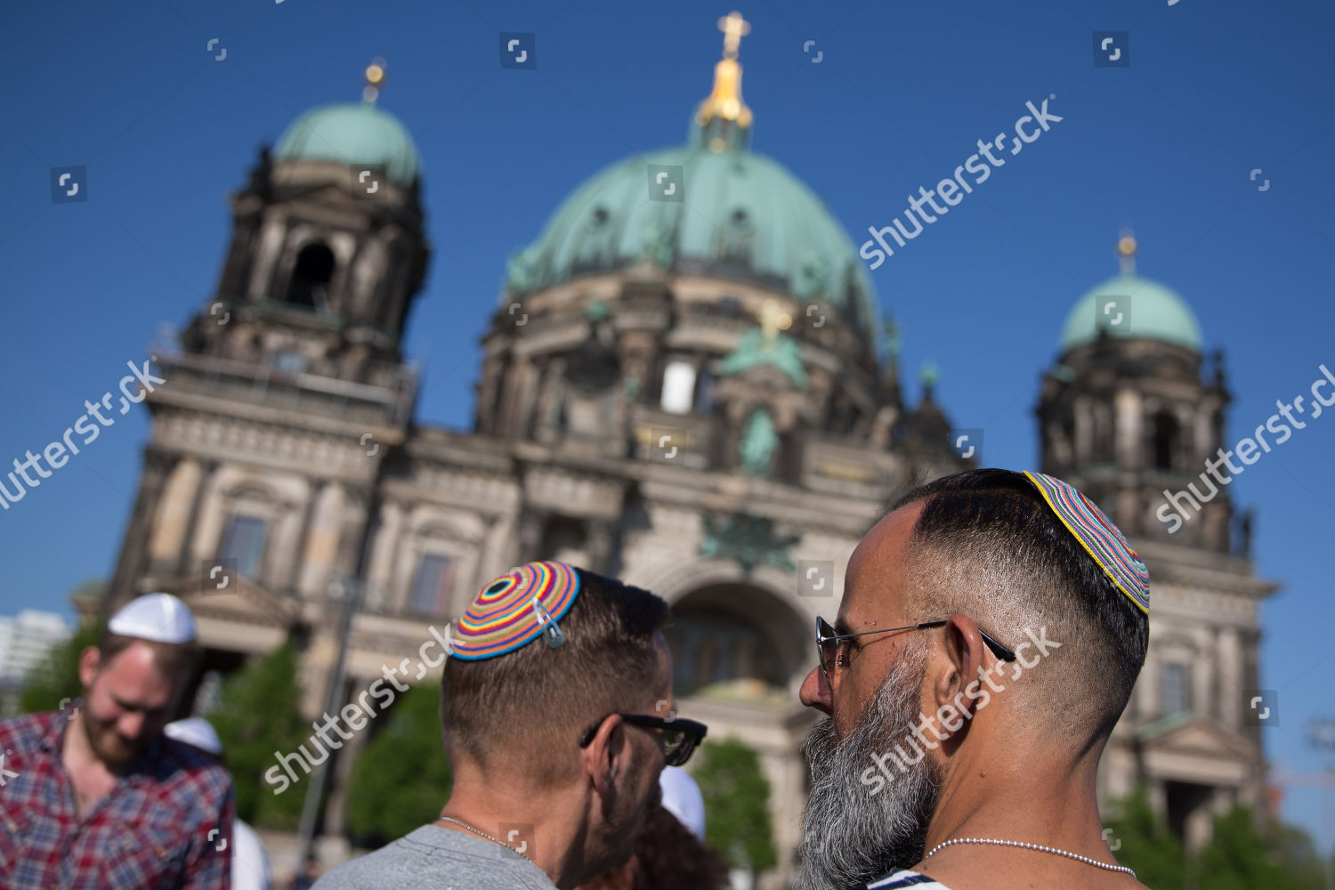 Two Men Wearing Colorful Kippot Gathering Editorial Stock Photo - Stock ...