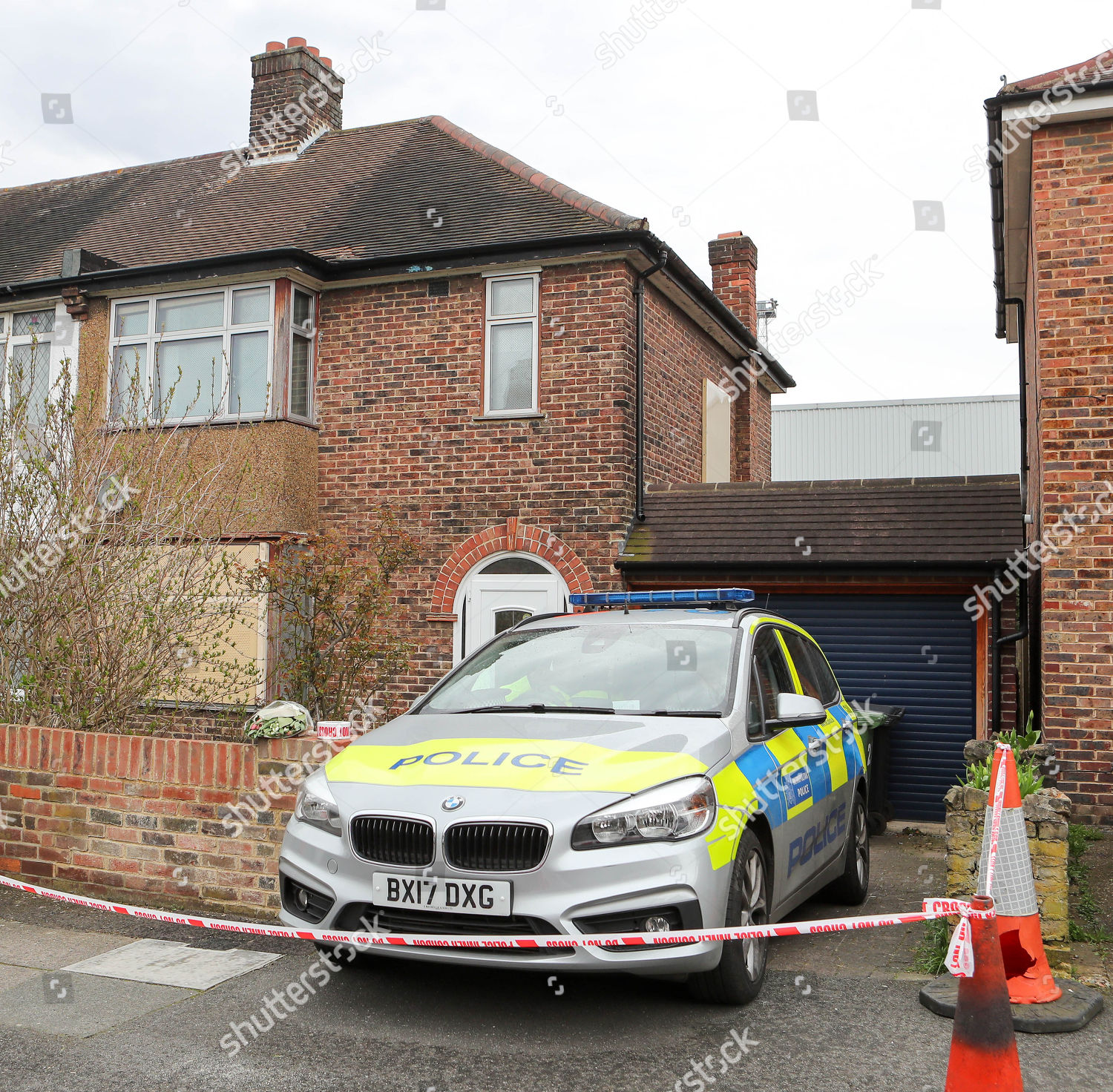Police Car Outside Boarded House Editorial Stock Photo - Stock Image ...