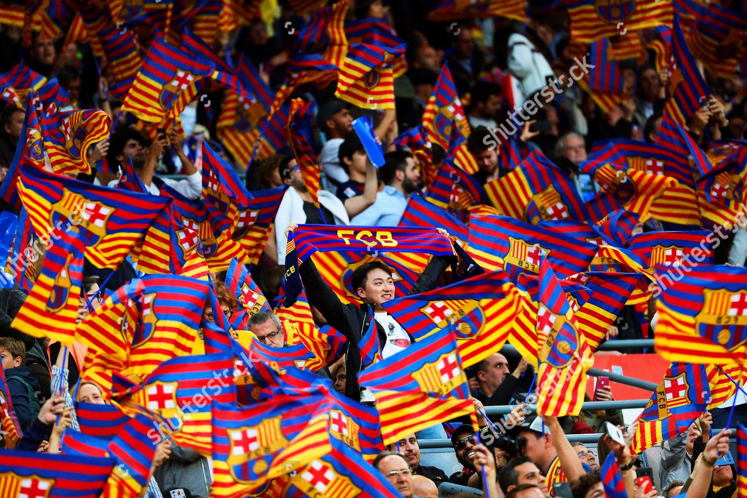 Fc Barcelona Fans Cheer Their Team Editorial Stock Photo - Stock Image ...