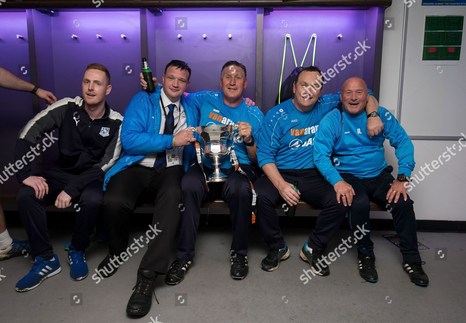 Coaching Staff Tranmere Rovers Celebrate Trophy Editorial Stock Photo ...