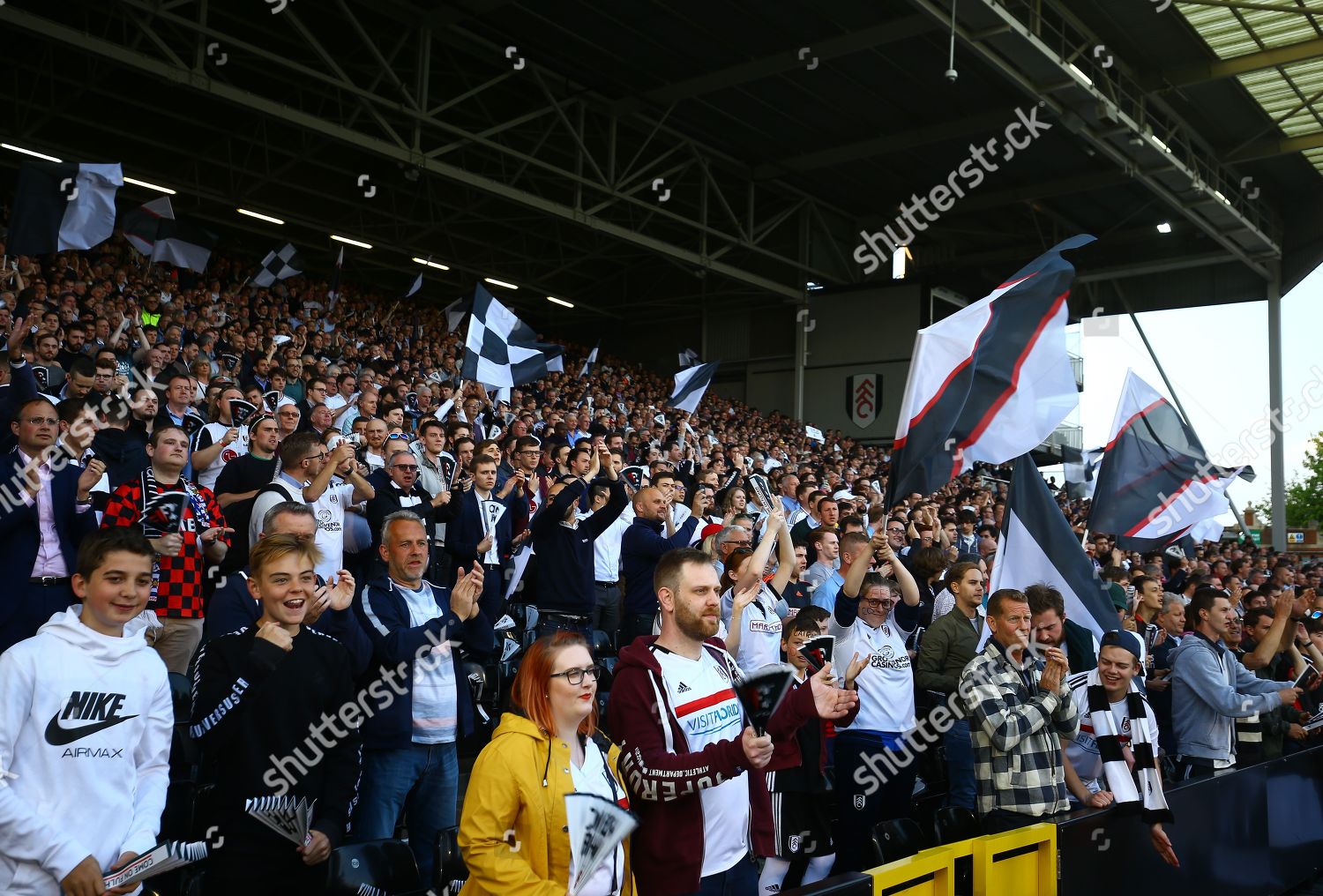 Fulham Fans Wave Flags Before Kick Editorial Stock Photo - Stock Image ...