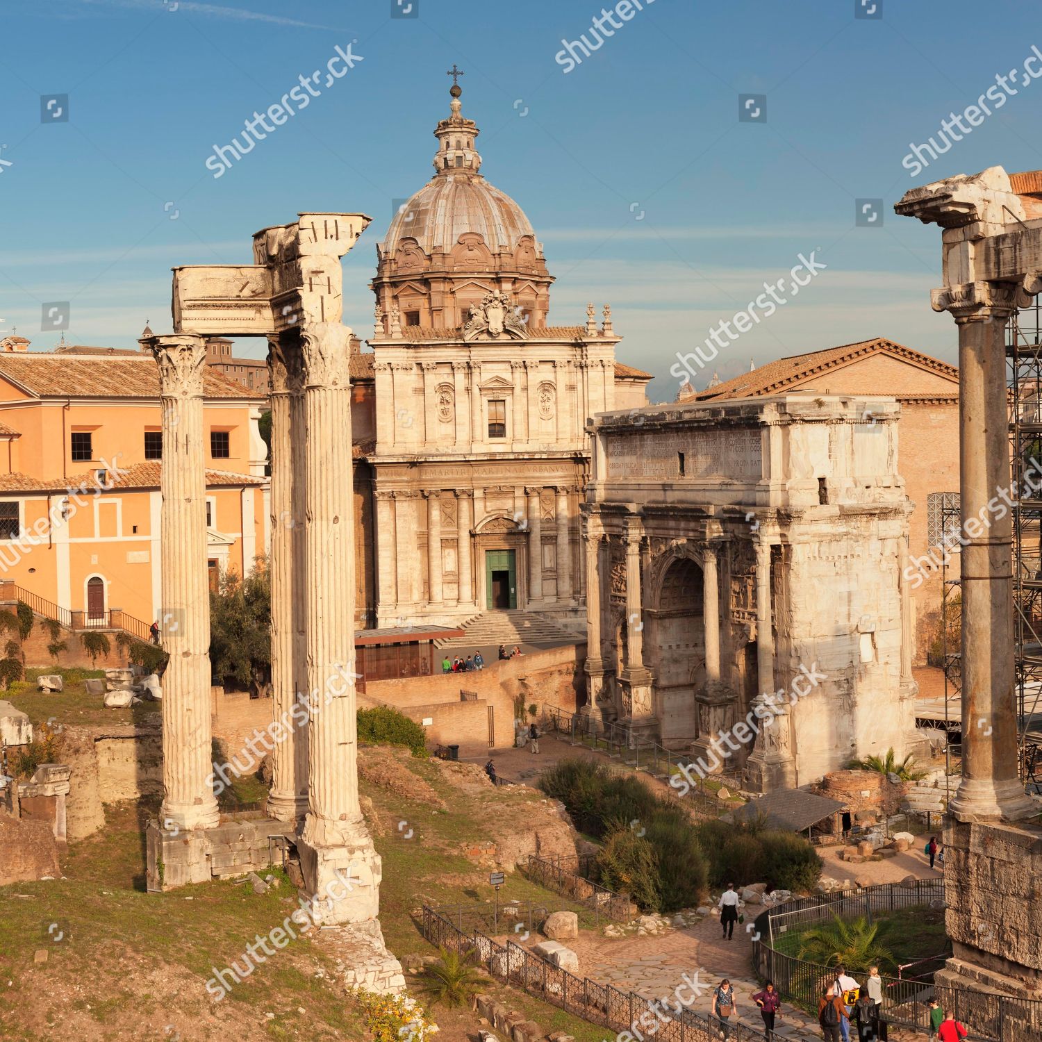 Roman Forum Saturn Temple Severus Arch Editorial Stock Photo - Stock ...
