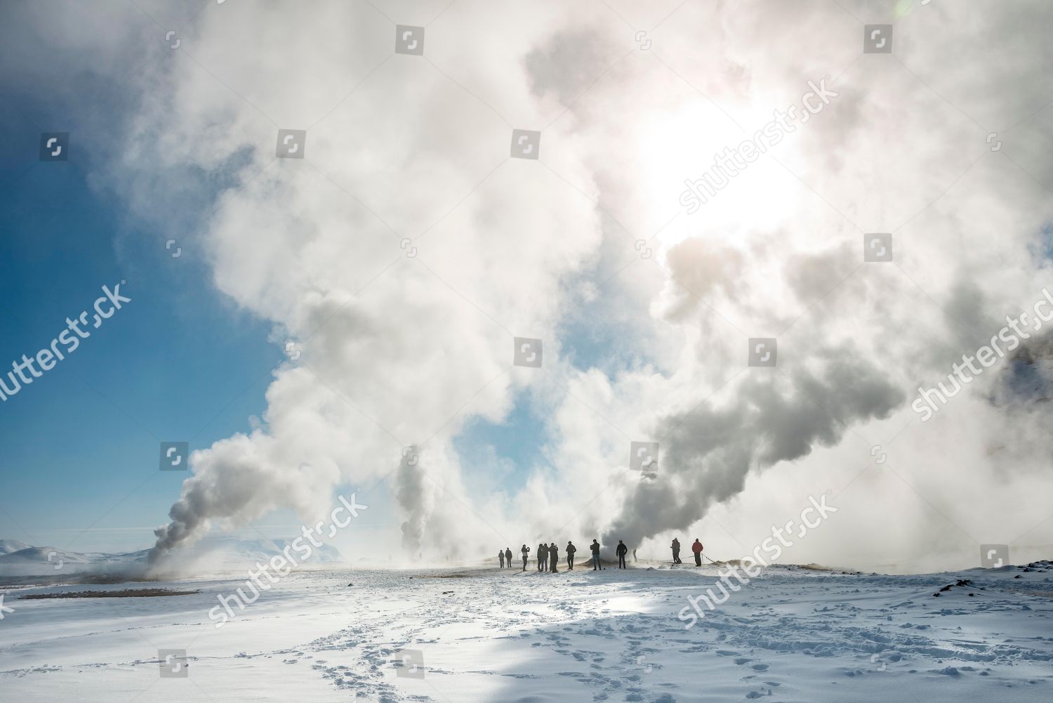 People Standing By Fumarole Rising Steam Editorial Stock Photo - Stock ...