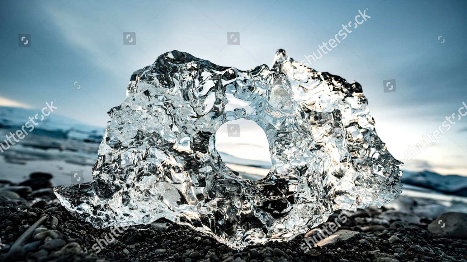 Ice Ice Chunks Hole Black Gravel Editorial Stock Photo - Stock Image ...