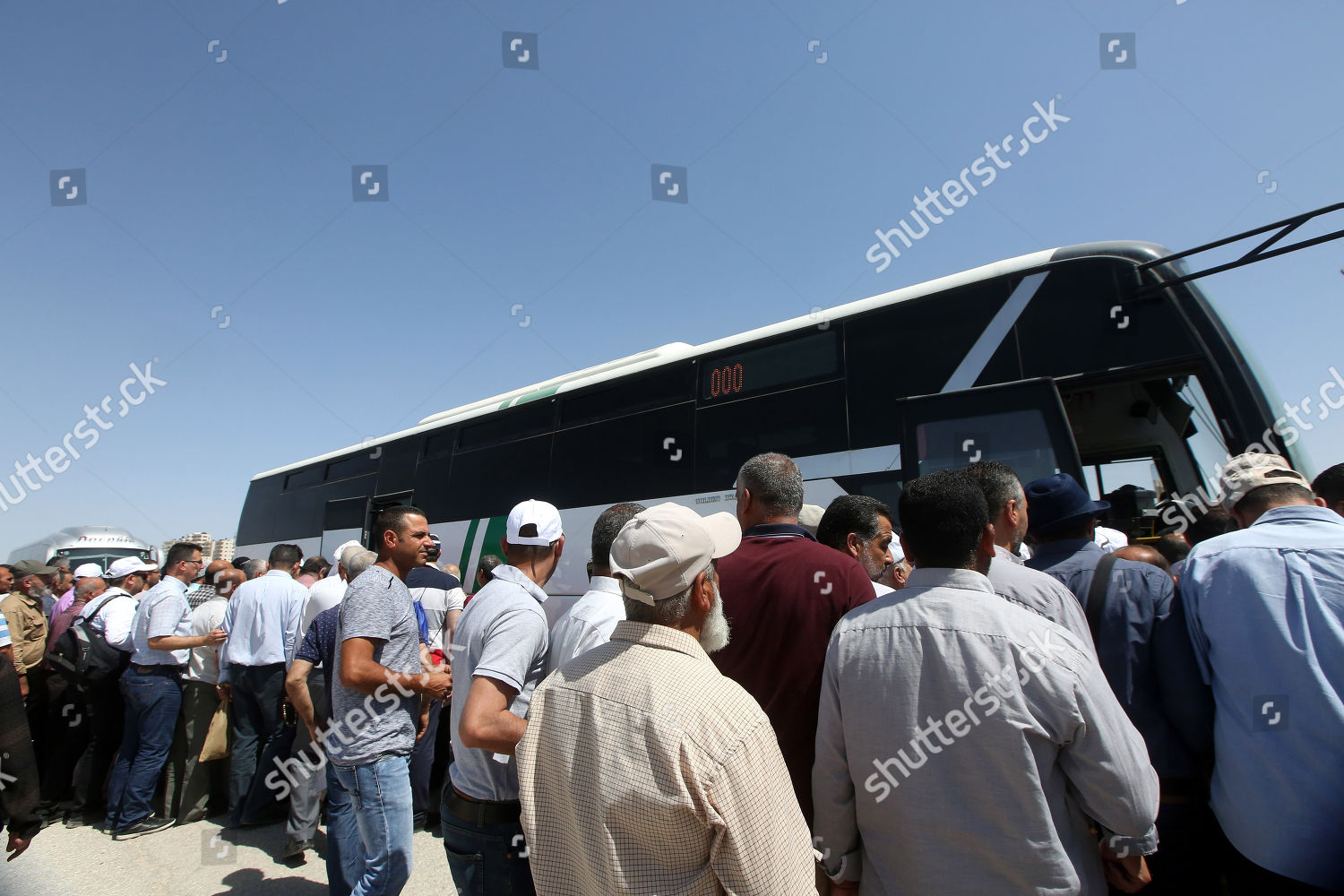 Palestinian Worshipers Wait Buses After They Editorial Stock Photo ...