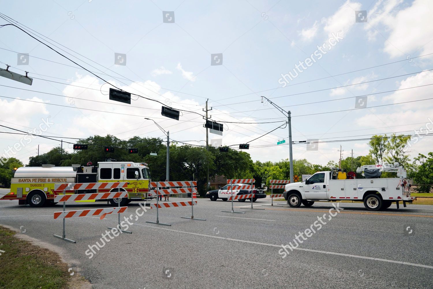 Police Emergency Workers Man Roadblock Outside Editorial Stock Photo ...