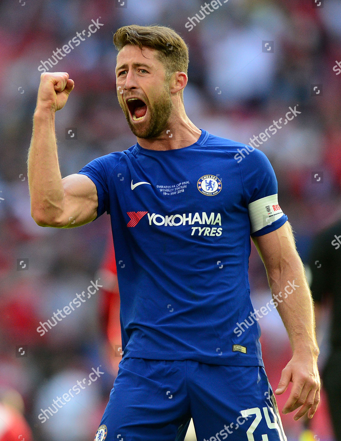 Gary Cahill Chelsea Celebrates Mandatory Byline Editorial Stock Photo ...