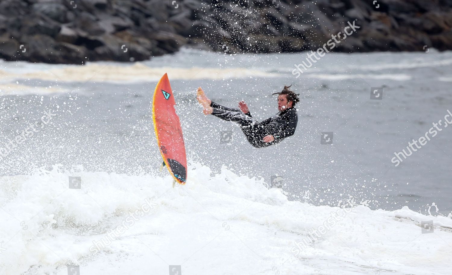 Surfer Loses His Board Huge Wave Editorial Stock Photo - Stock Image ...