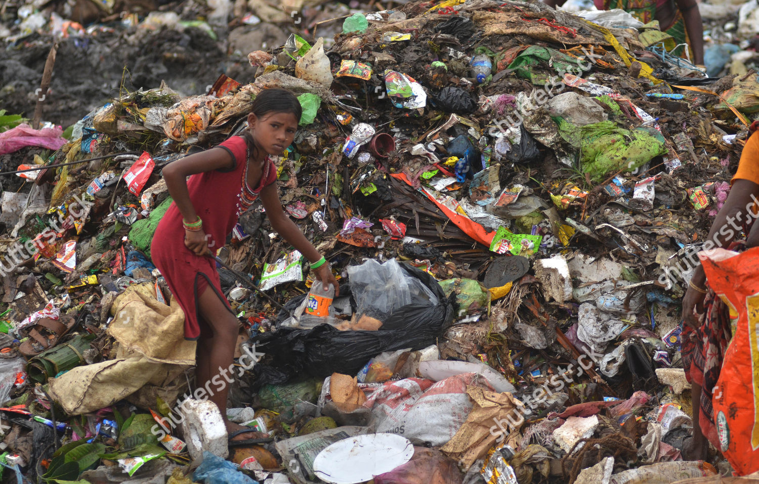 Indian Child Ragpicker Looks On Among Editorial Stock Photo - Stock ...