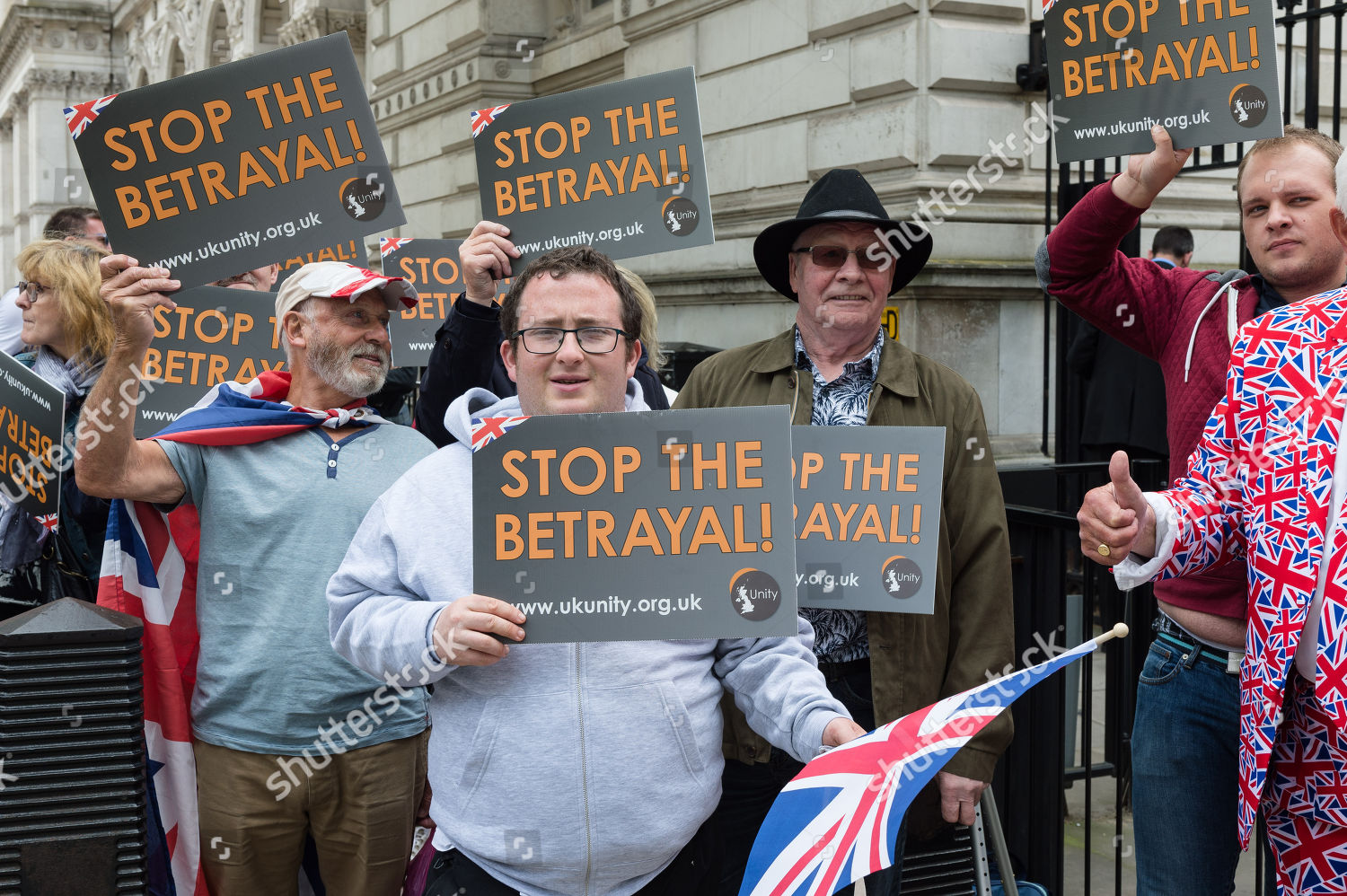 Antieu Demonstrators Gather Outside Downing Street Editorial Stock ...