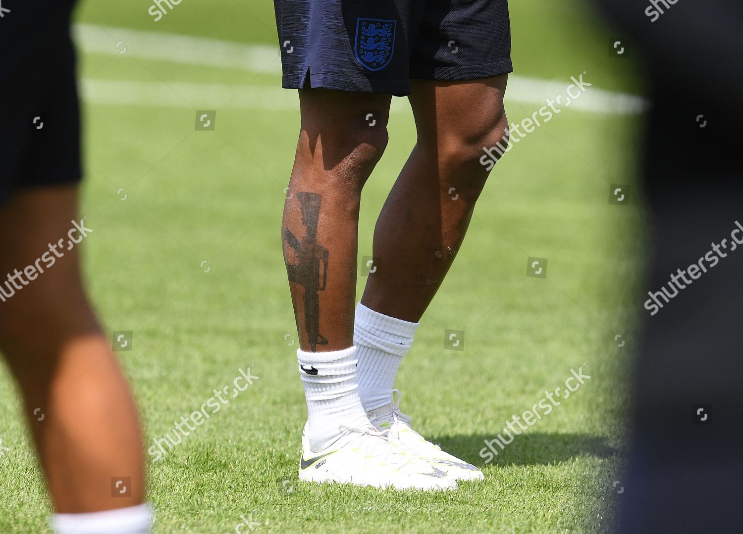 Tattoo On Leg Raheem Sterling England Editorial Stock Photo - Stock ...