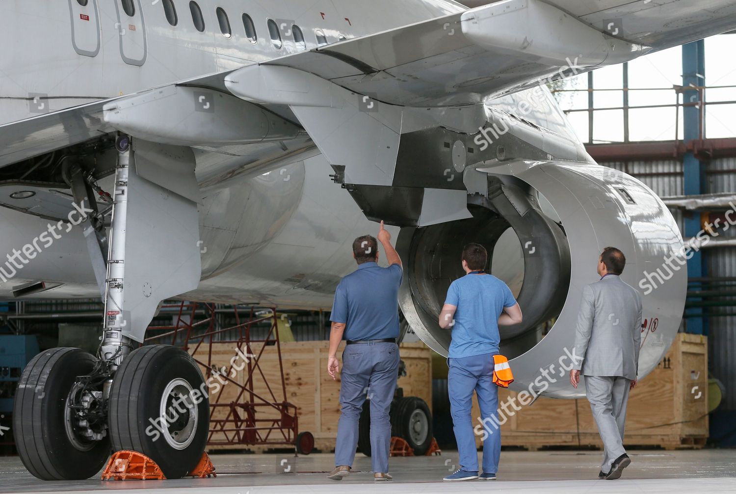 Employees Look Engine Nacelle Airbus A320 Editorial Stock Photo - Stock ...