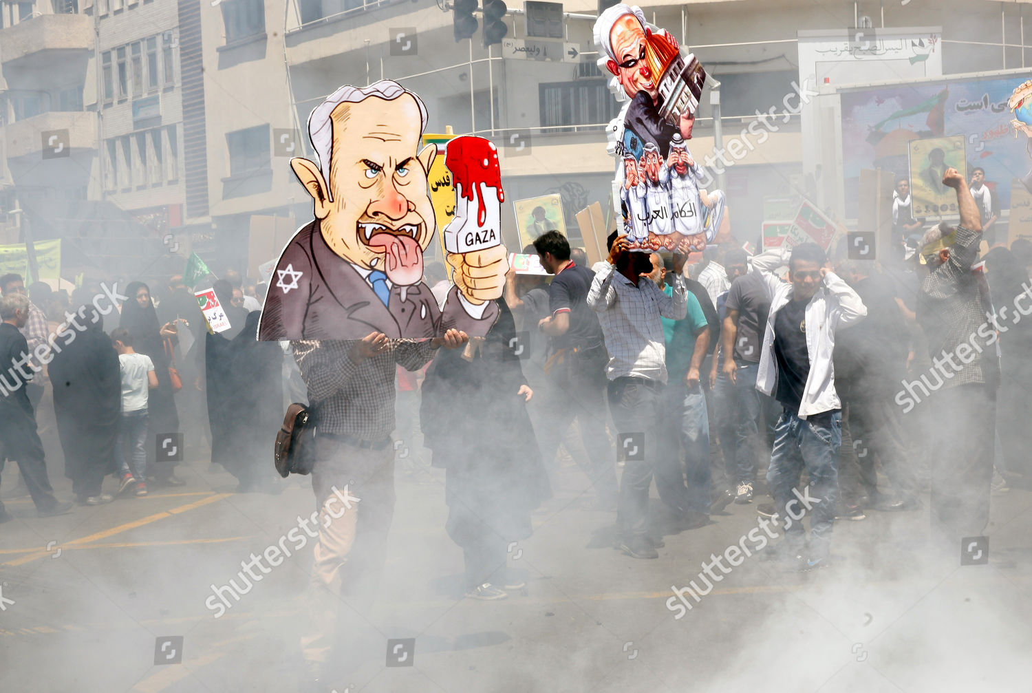 Iranian Man Holds Cartoon Israeli Prime Editorial Stock Photo - Stock ...