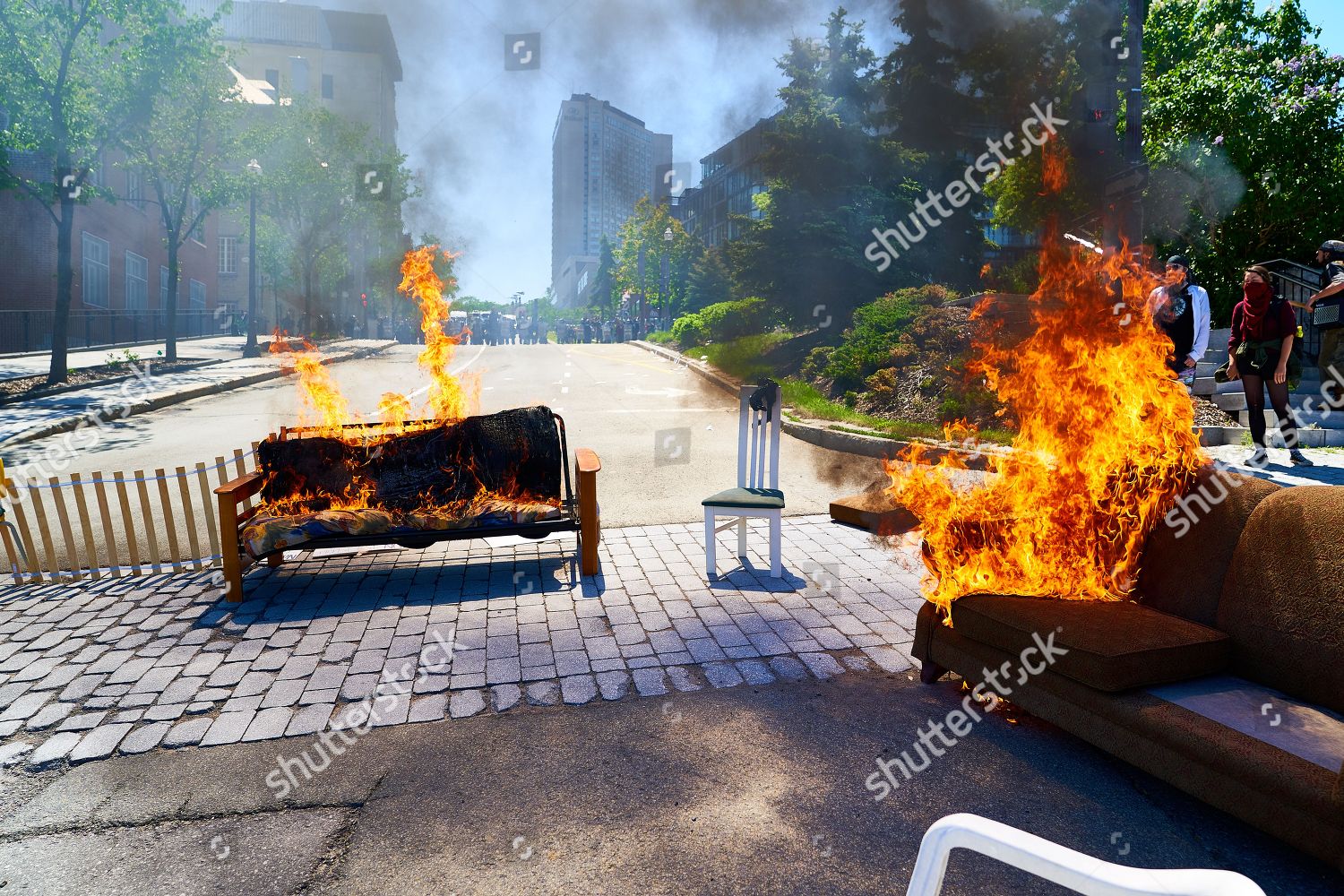 Protesters Light Couch On Fire During Editorial Stock Photo - Stock ...