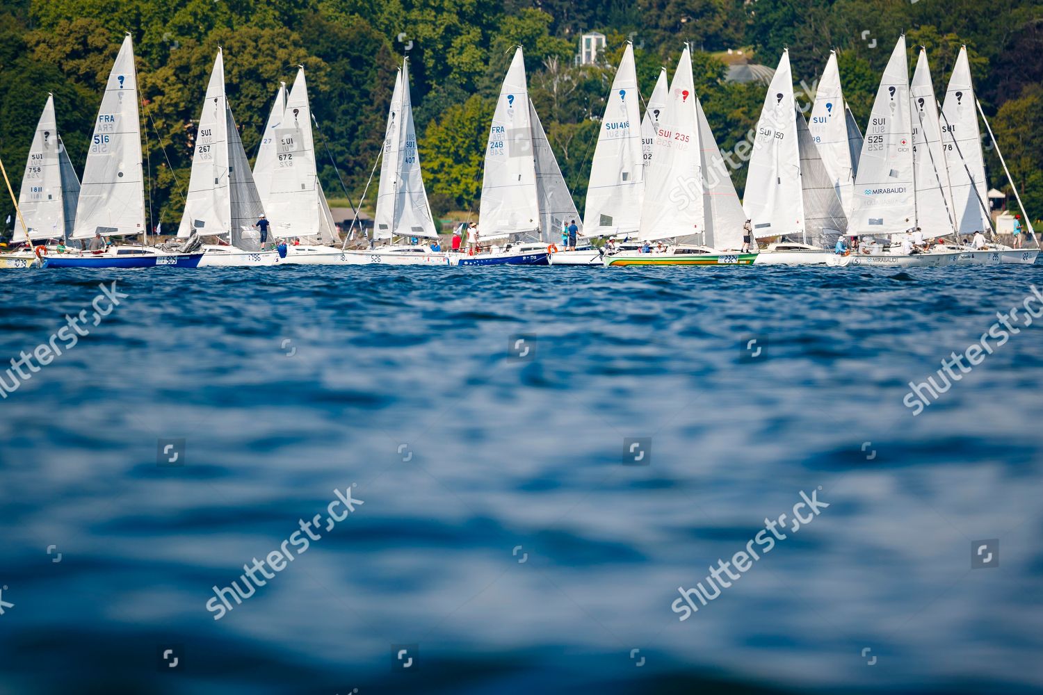 Sailboats Line On Starting Line During Editorial Stock Photo - Stock ...