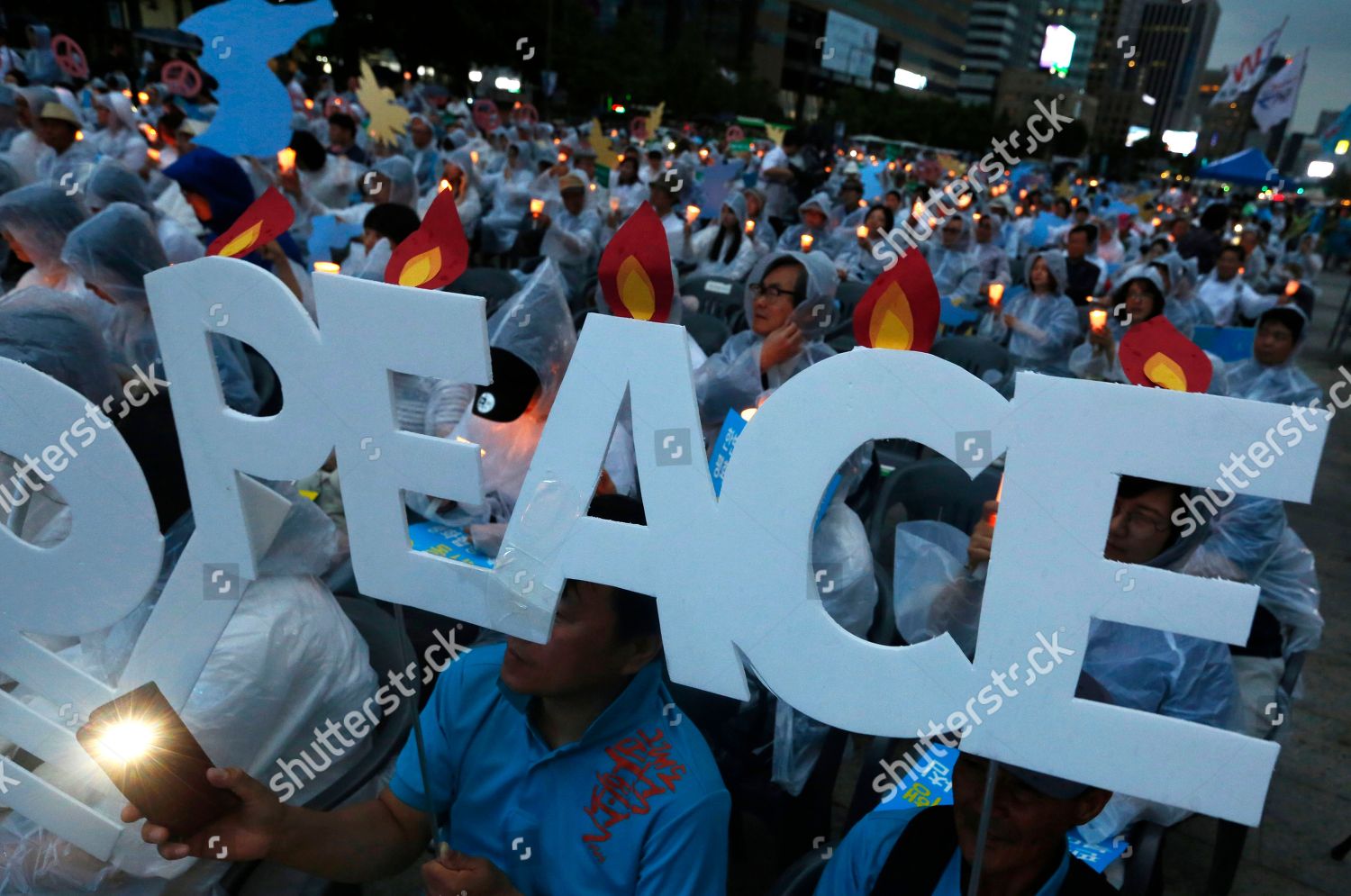 South Koreans Hold Peace Sign During Editorial Stock Photo - Stock ...