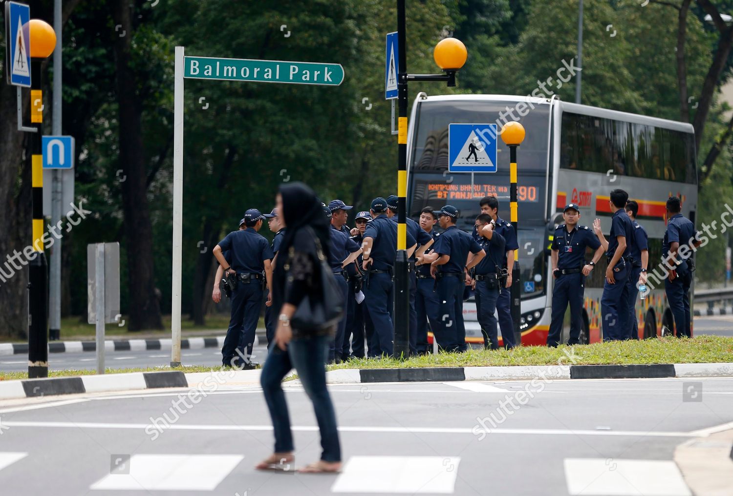 Singaporean Police Officers Gather On Street Editorial Stock Photo - Stock Image | Shutterstock