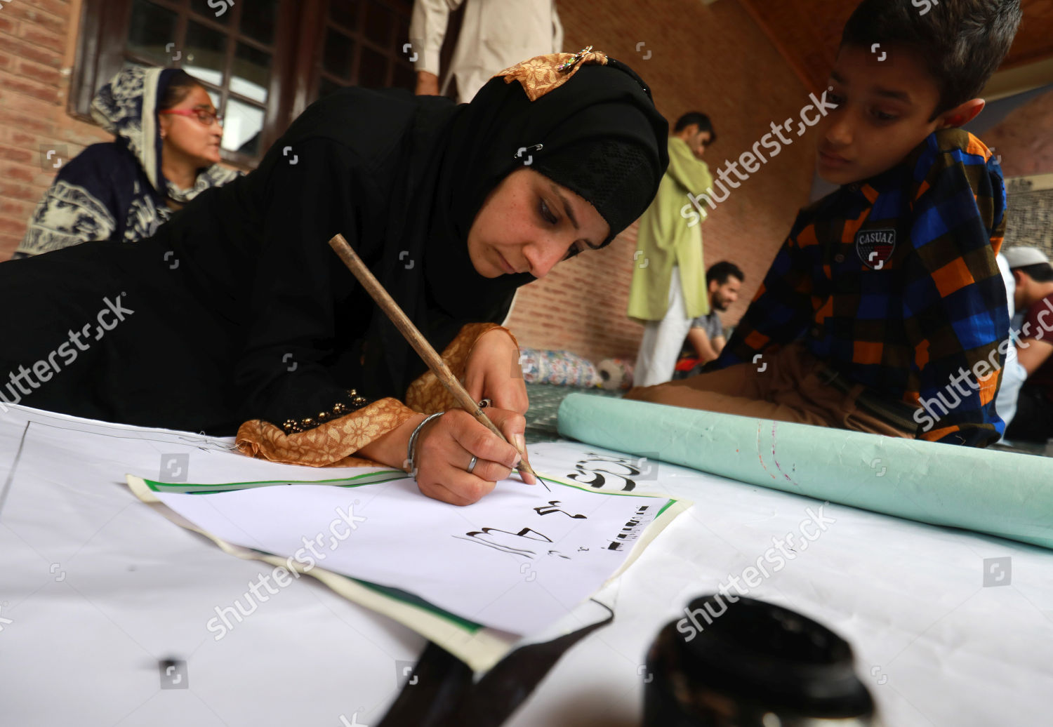 Calligraphy Student Writes Arabic Script Rare Editorial Stock Photo ...