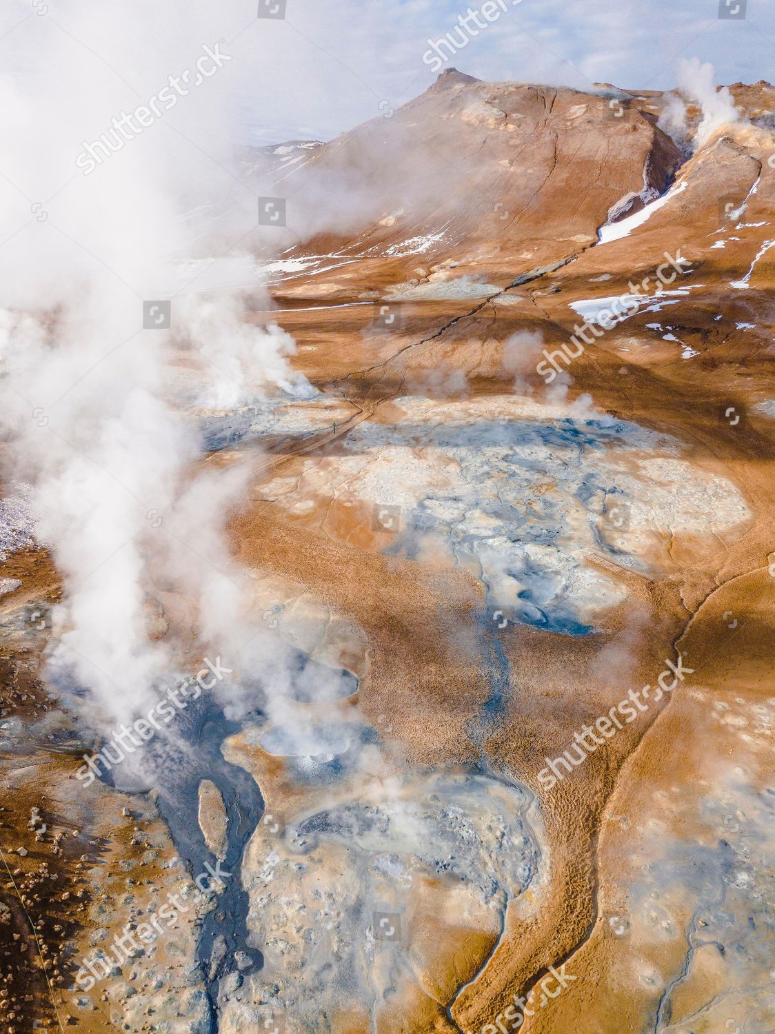 Aerial View Steaming River Fumaroles Geothermal Editorial Stock Photo ...