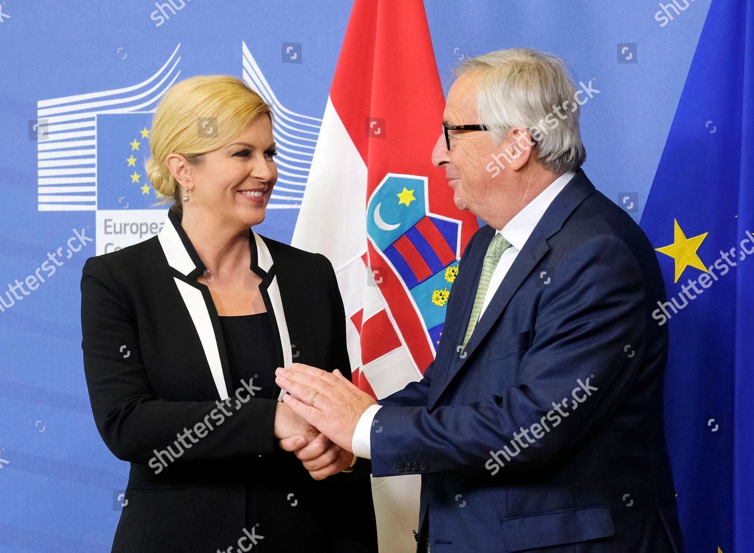 Croatian President Kolinda Grabarkitarovic L Welcomed Editorial Stock ...