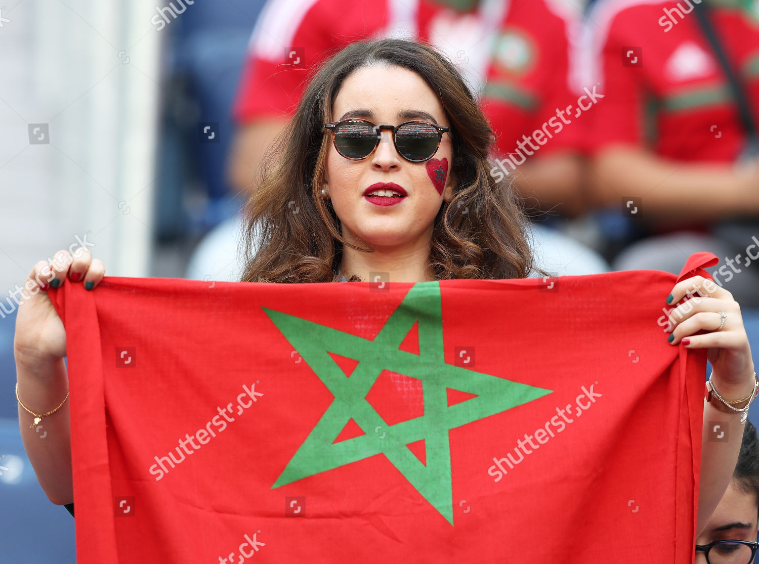Morocco Fan Holding Flag Editorial Stock Photo - Stock Image | Shutterstock
