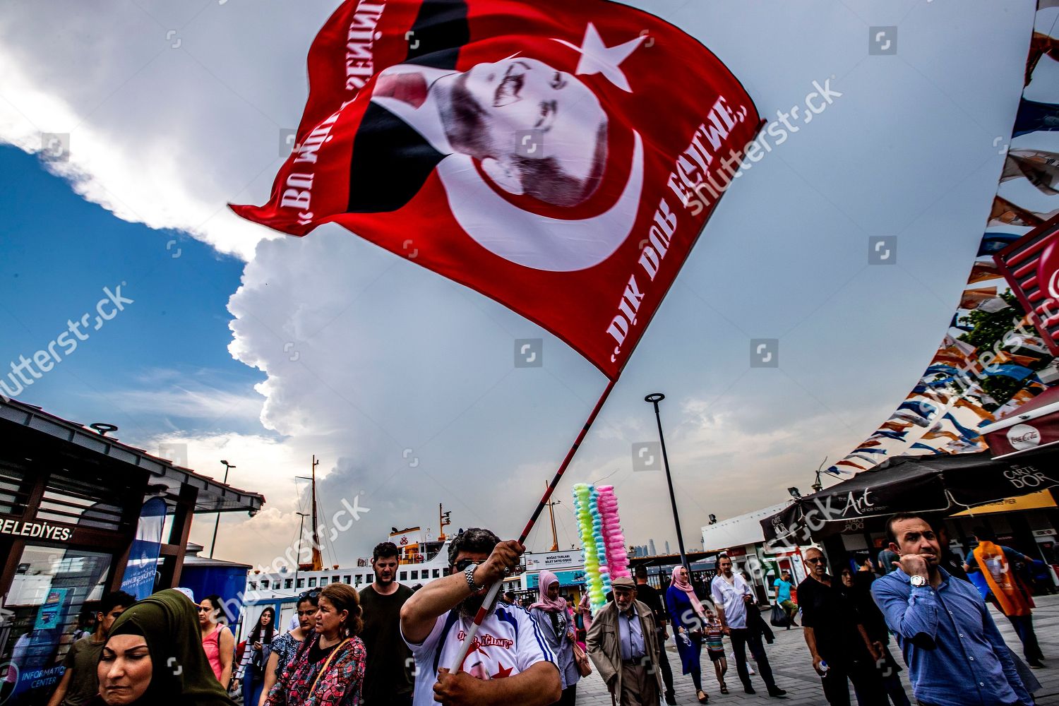 Man Waves Flag Picture Turkish President Editorial Stock Photo - Stock ...