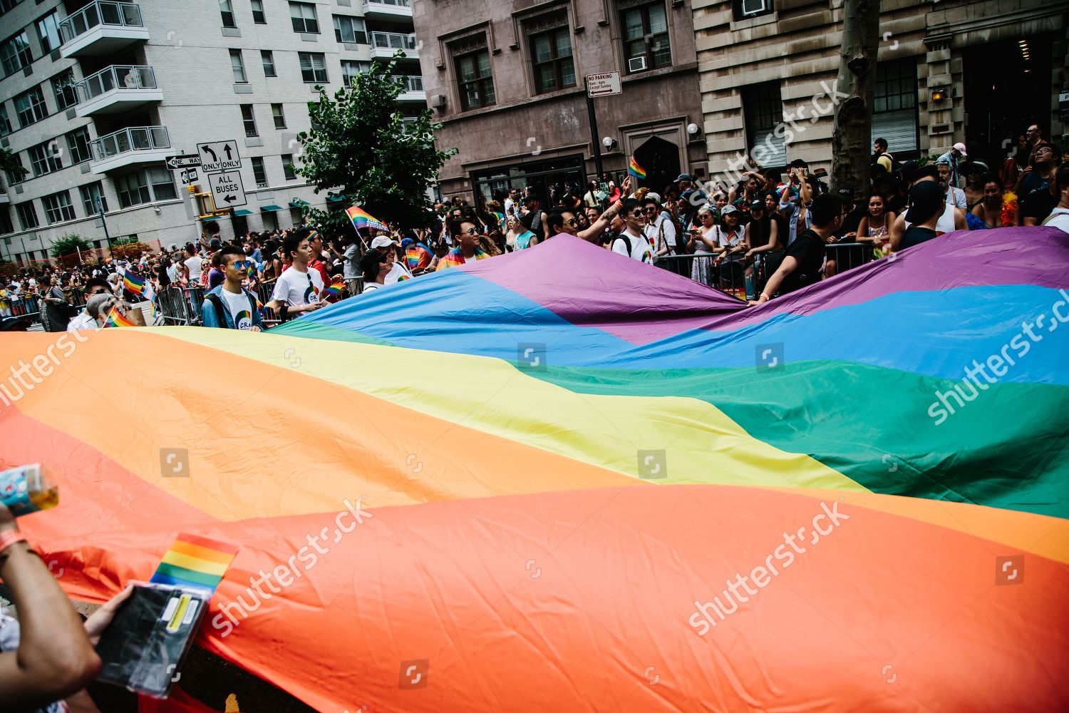 People Display Giant Pride Flag They Editorial Stock Photo - Stock ...