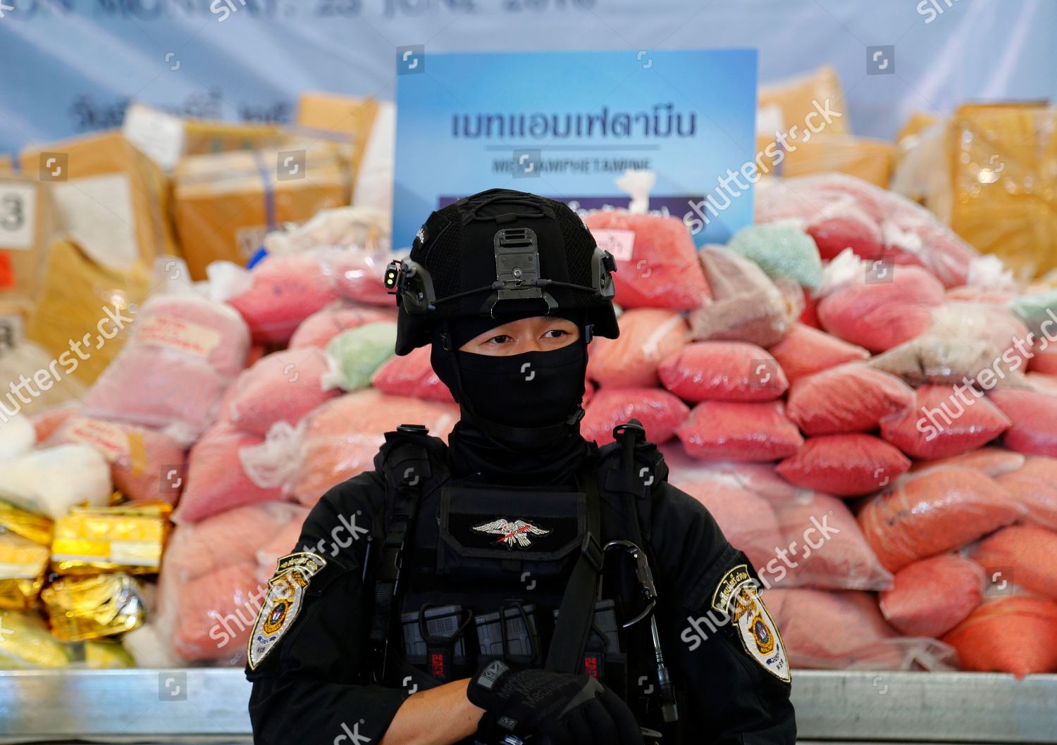 Thai Police Officer Keeps Watch Narcotics Editorial Stock Photo - Stock ...