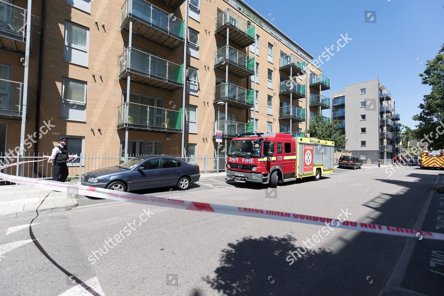 Fire Brigade Police Evacuated Residents Scene Editorial Stock Photo ...