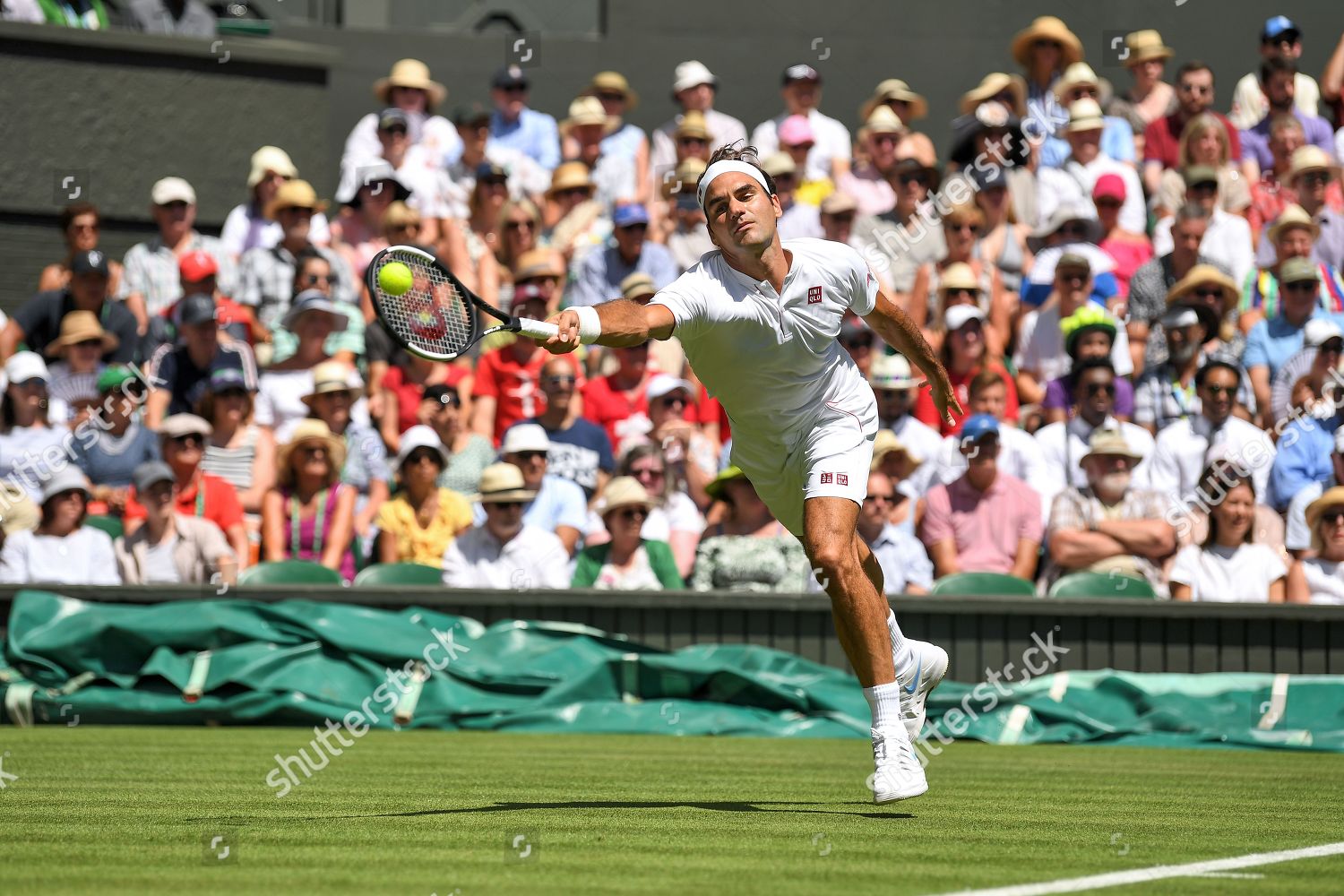 Roger Federer Action During His Gentlemens Editorial Stock Photo ...