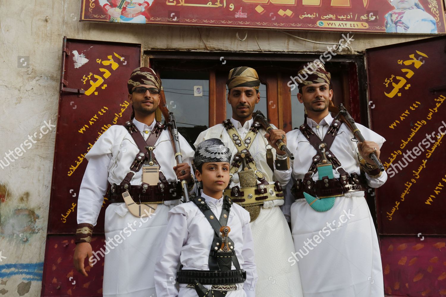 Boy Three Young Yemenis Wear Traditional Editorial Stock Photo - Stock ...
