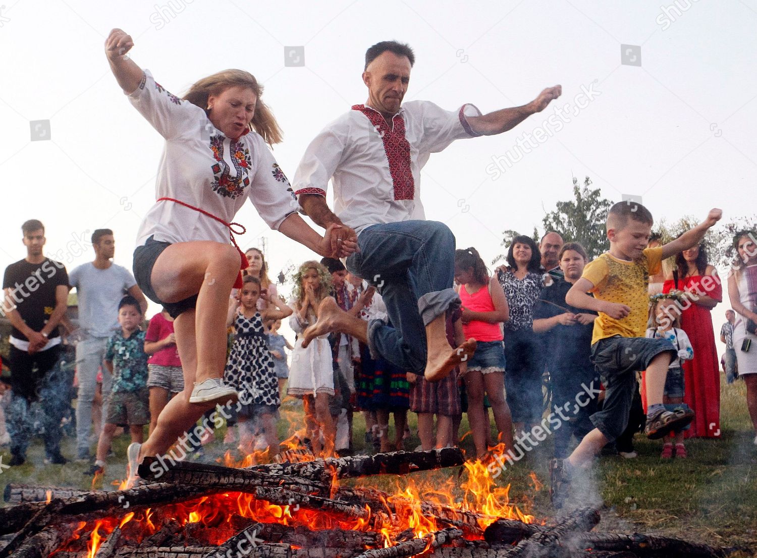 Ukrainians Jump Over Fire During Celebration Editorial Stock Photo ...
