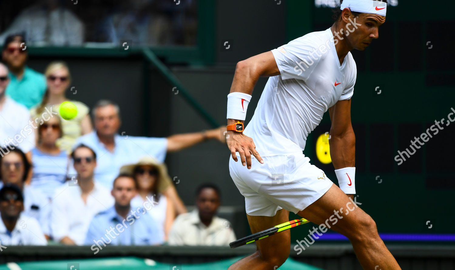 Rafael Nadal Action Playing Shot Through Editorial Stock Photo - Stock ...