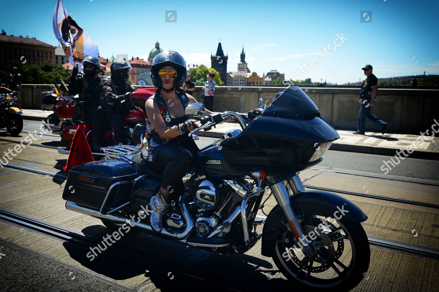 Bikers Ride Harleydavidsons During Parade Harleydavidson Editorial ...