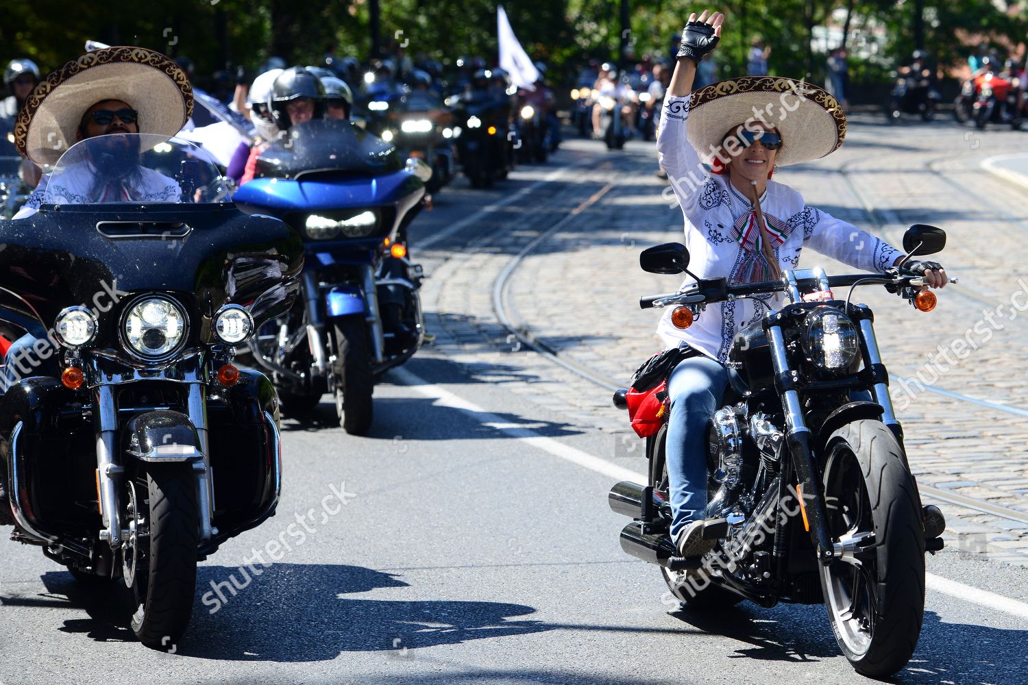 Bikers Ride Harleydavidsons During Parade Harleydavidson Editorial ...