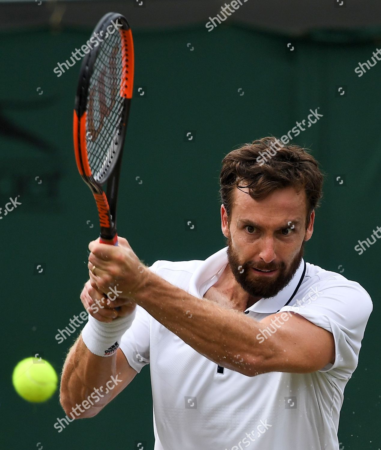 Ernests Gulbis During His Gentlemens Singles Editorial Stock Photo ...