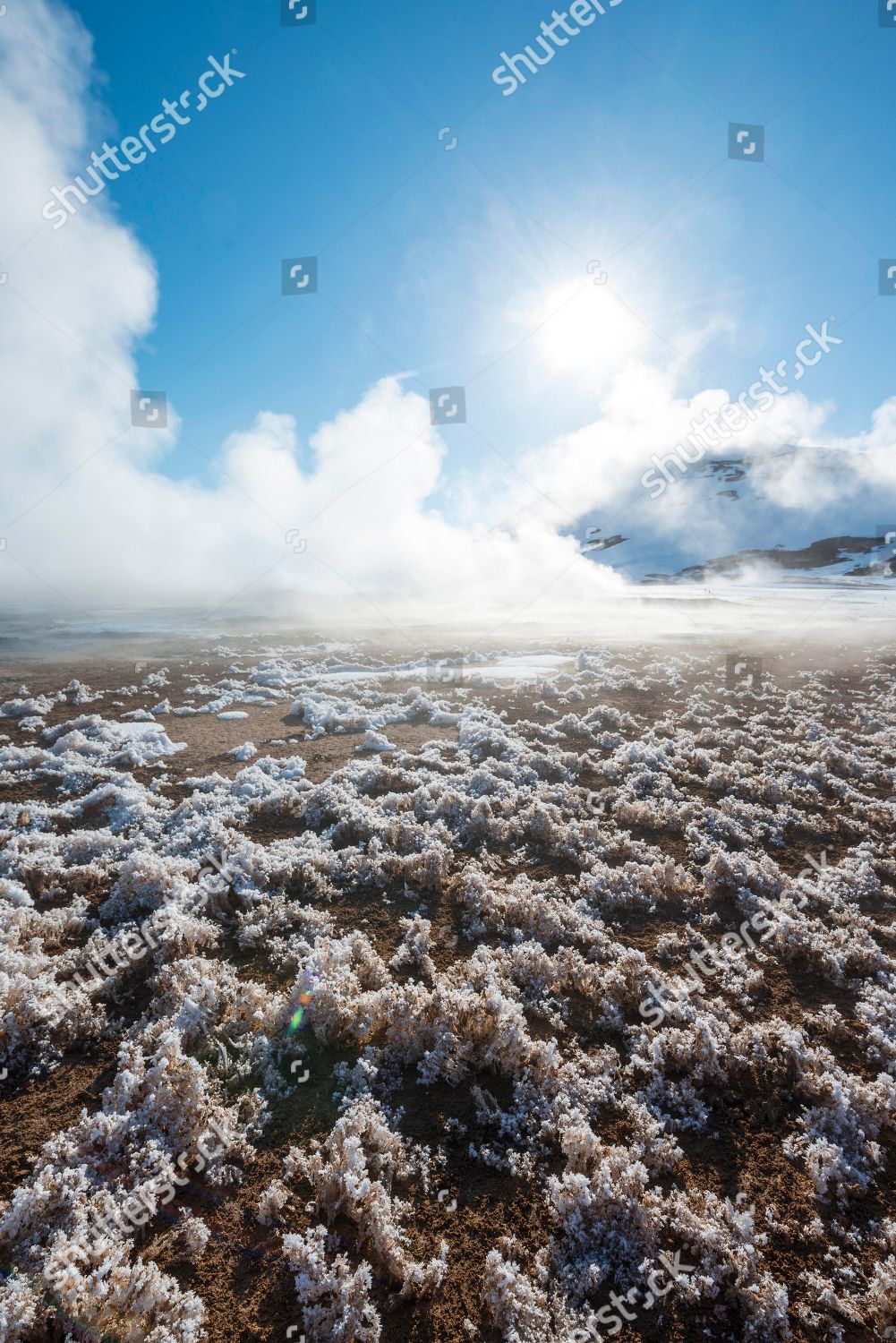 Ice Crystals On Ground Rising Steam Editorial Stock Photo - Stock Image ...