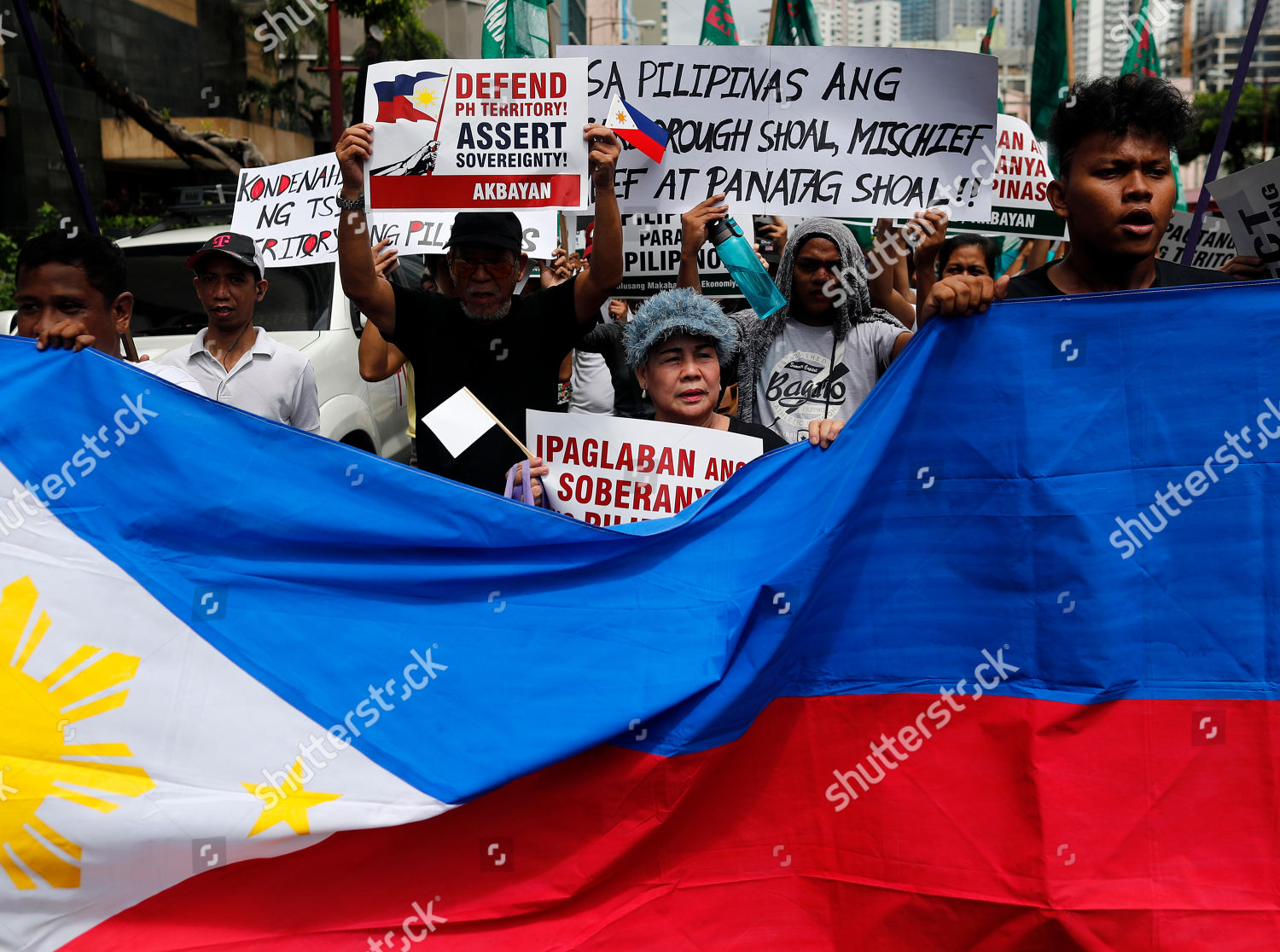 Filipino Activists Hold Placards During Protest Editorial Stock Photo ...