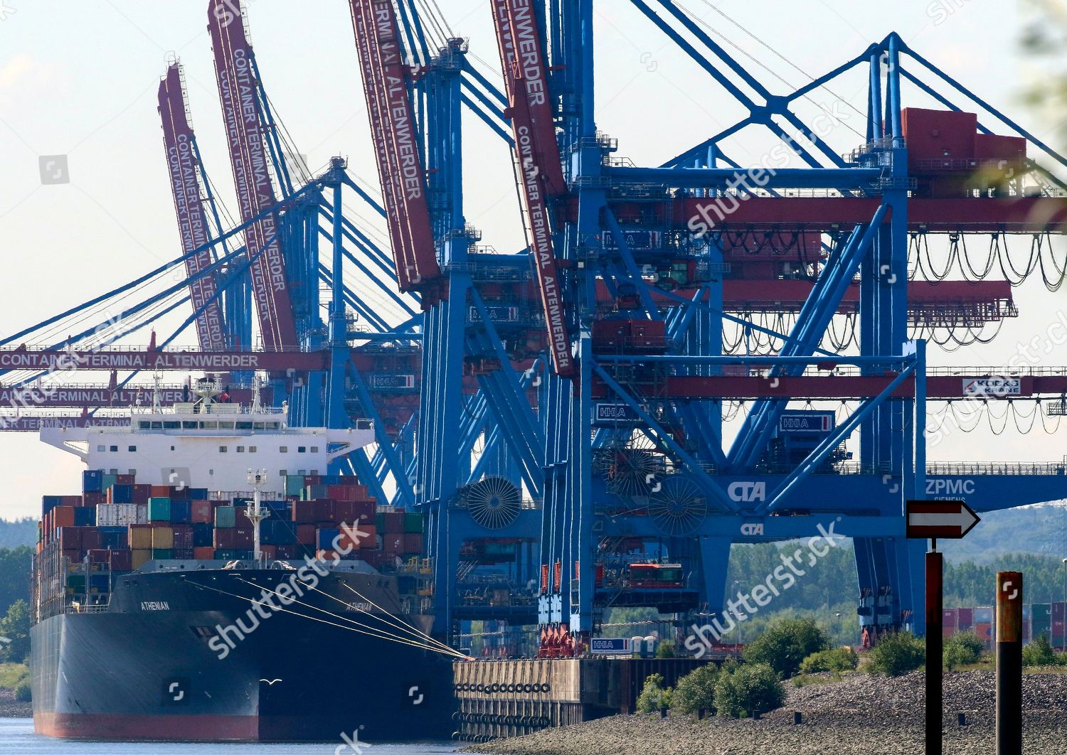 Container Ship Athenian Moored Altenwerder Container Editorial Stock ...