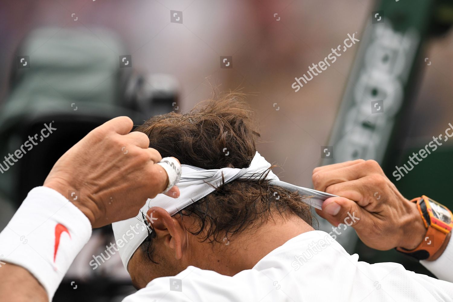 Rafael Nadal Tying His Headband During Editorial Stock Photo - Stock ...