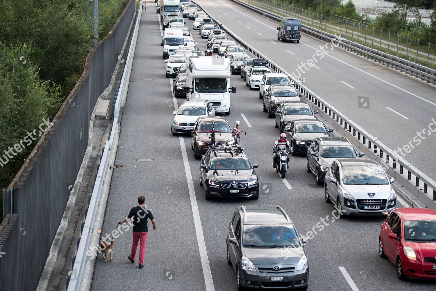 Vehicles Sit Traffic Jam Near Front Editorial Stock Photo - Stock Image ...