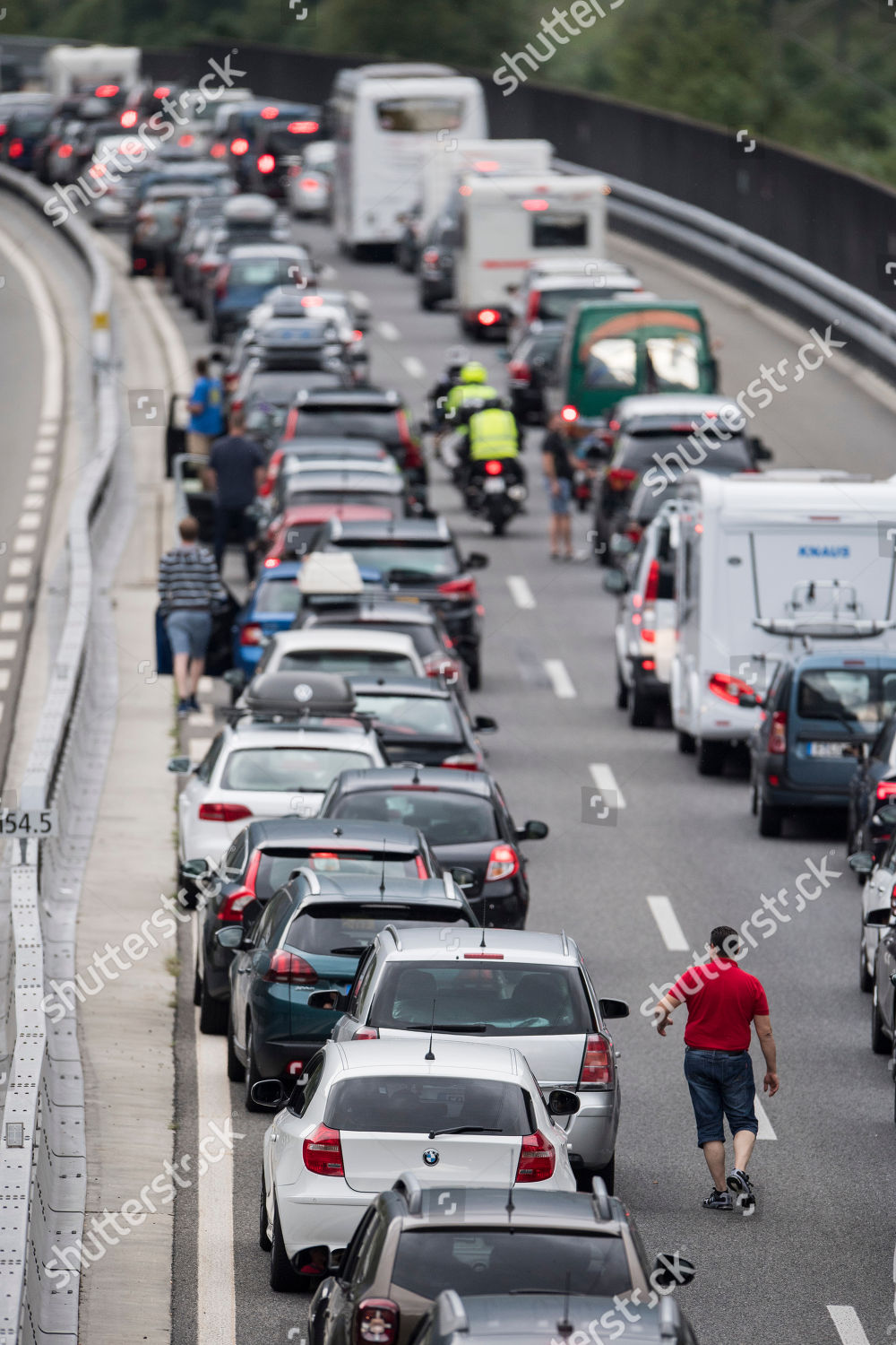 Vehicles Sit Traffic Jam Near Front Editorial Stock Photo - Stock Image ...