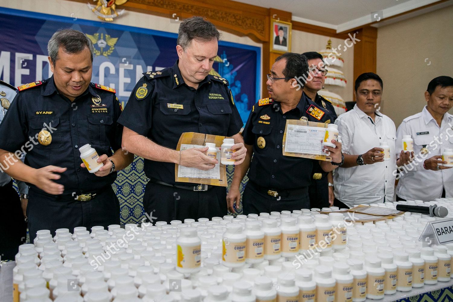 Customs Officers Display Batch Bottled Drug Editorial Stock Photo ...