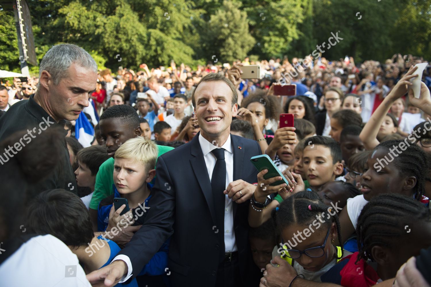 French President Emmanuel Macron Welcomes Players Editorial Stock Photo ...