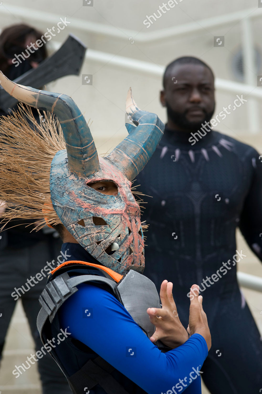 Man Dressed Black Panther Poses During Editorial Stock Photo - Stock ...