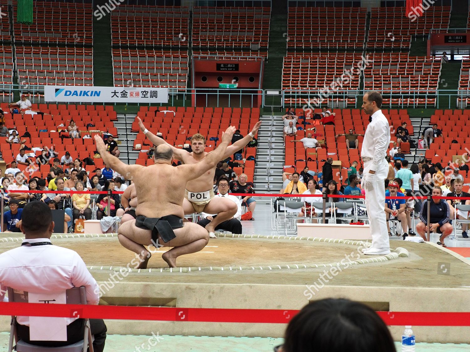 Two Sumo Wrestlers Perform Ringentering Ritual Editorial Stock Photo ...