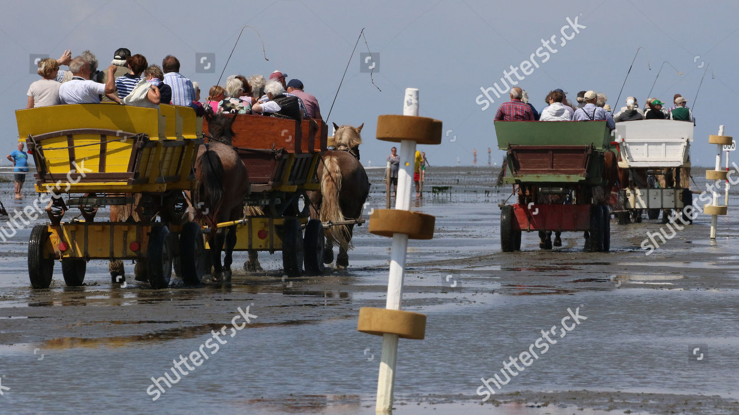 Wadden Sea Carriages Leave Beach Cuxhavenduhnen Editorial Stock Photo ...