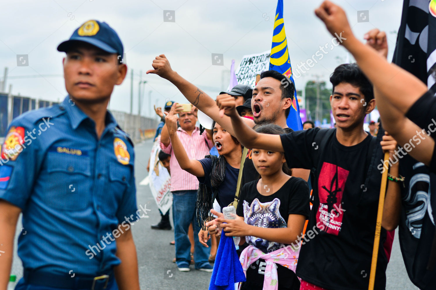 Protester Raised Her Middle Finger While Editorial Stock Photo - Stock ...