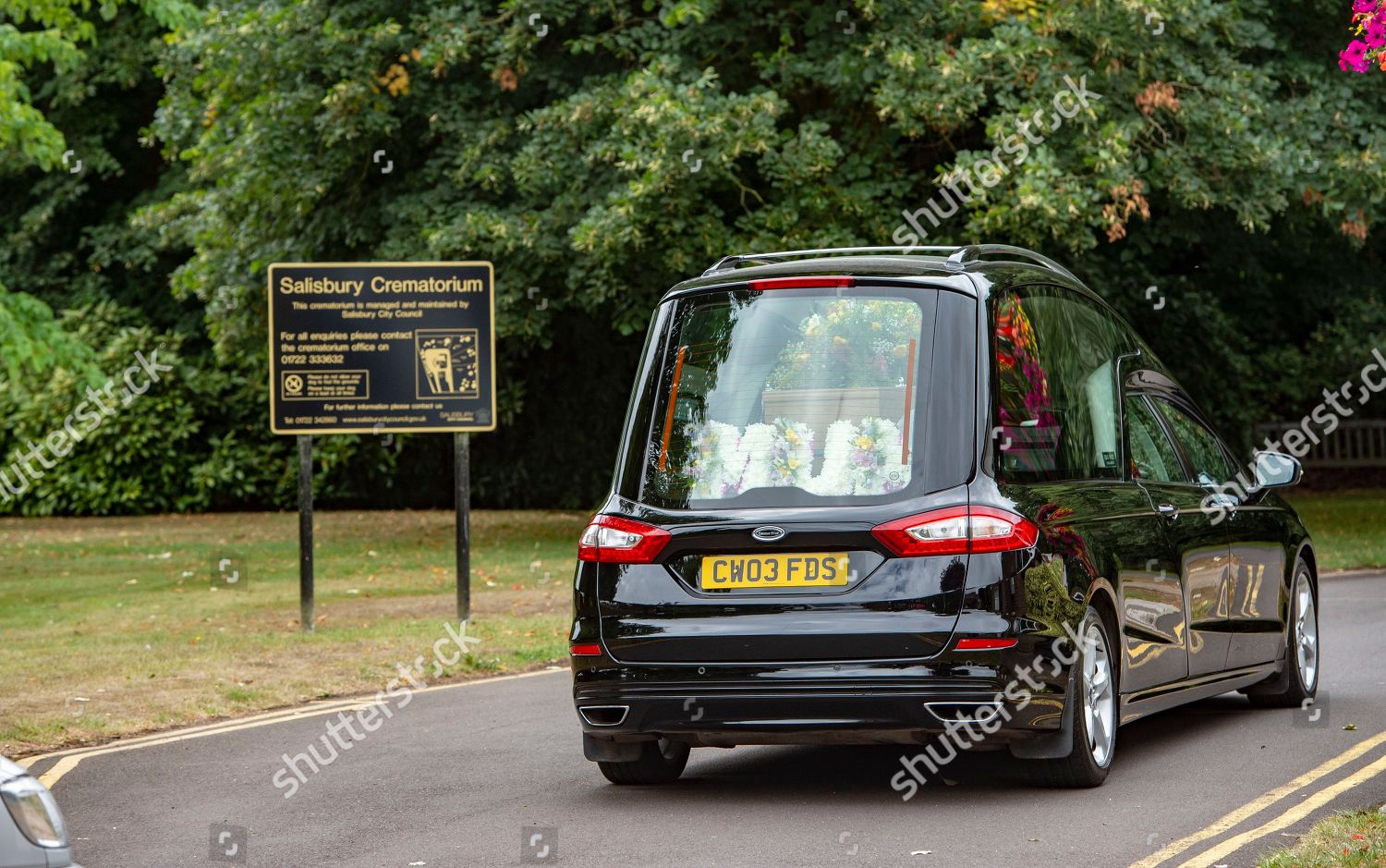 Hearse Carrying Coffin Arrives Salisbury Crematorium Editorial Stock ...